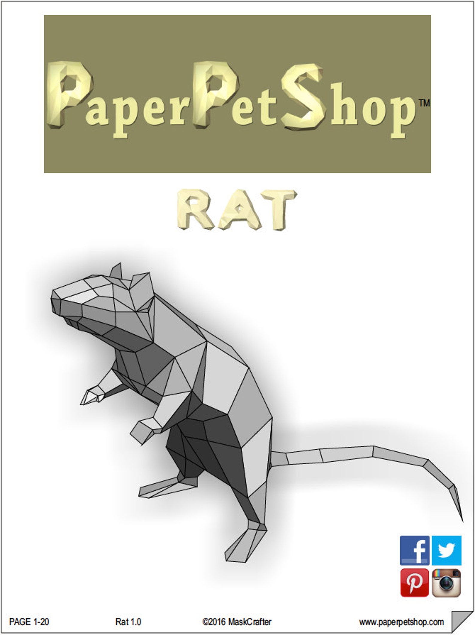 2020 Year of the Rat. 3D Papercraft Template - Etsy Canada