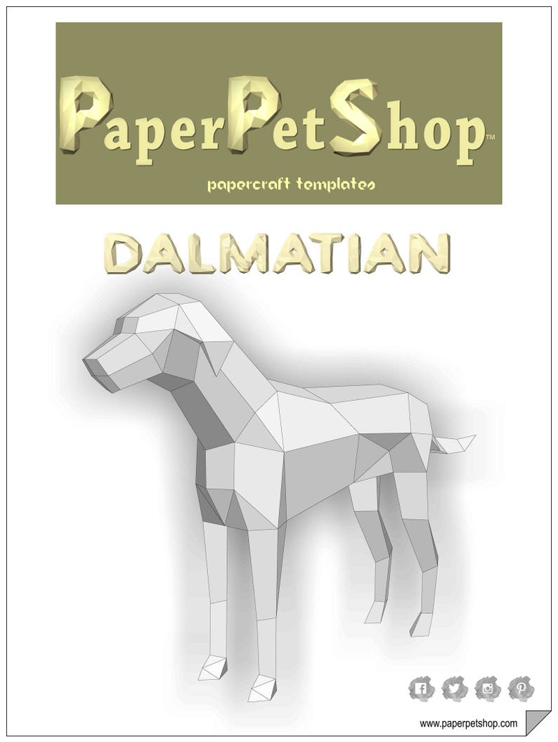 Dalmatian Papercraft Template, Instant Download, 2018 Year of the Dog ...