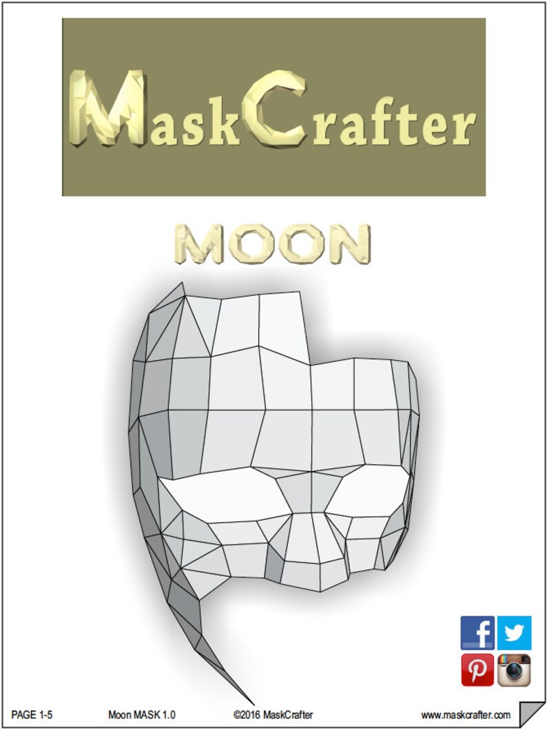 Moon Masquerade Mask Papercraft Template Festival Mask DIY | Etsy