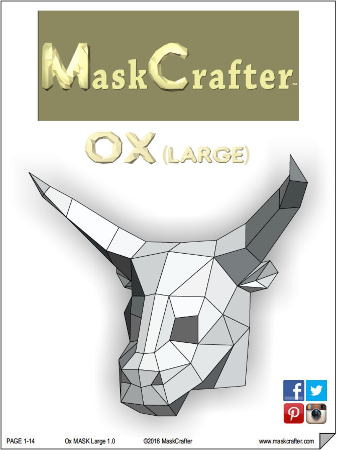 Paper Bull /Ox Mask Papercraft Template Festival Mask DIY | Etsy