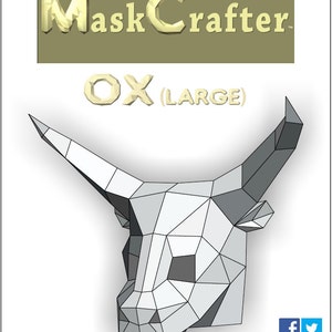 Paper Bull /ox Mask, Papercraft Template, Festival Mask, DIY Instant ...