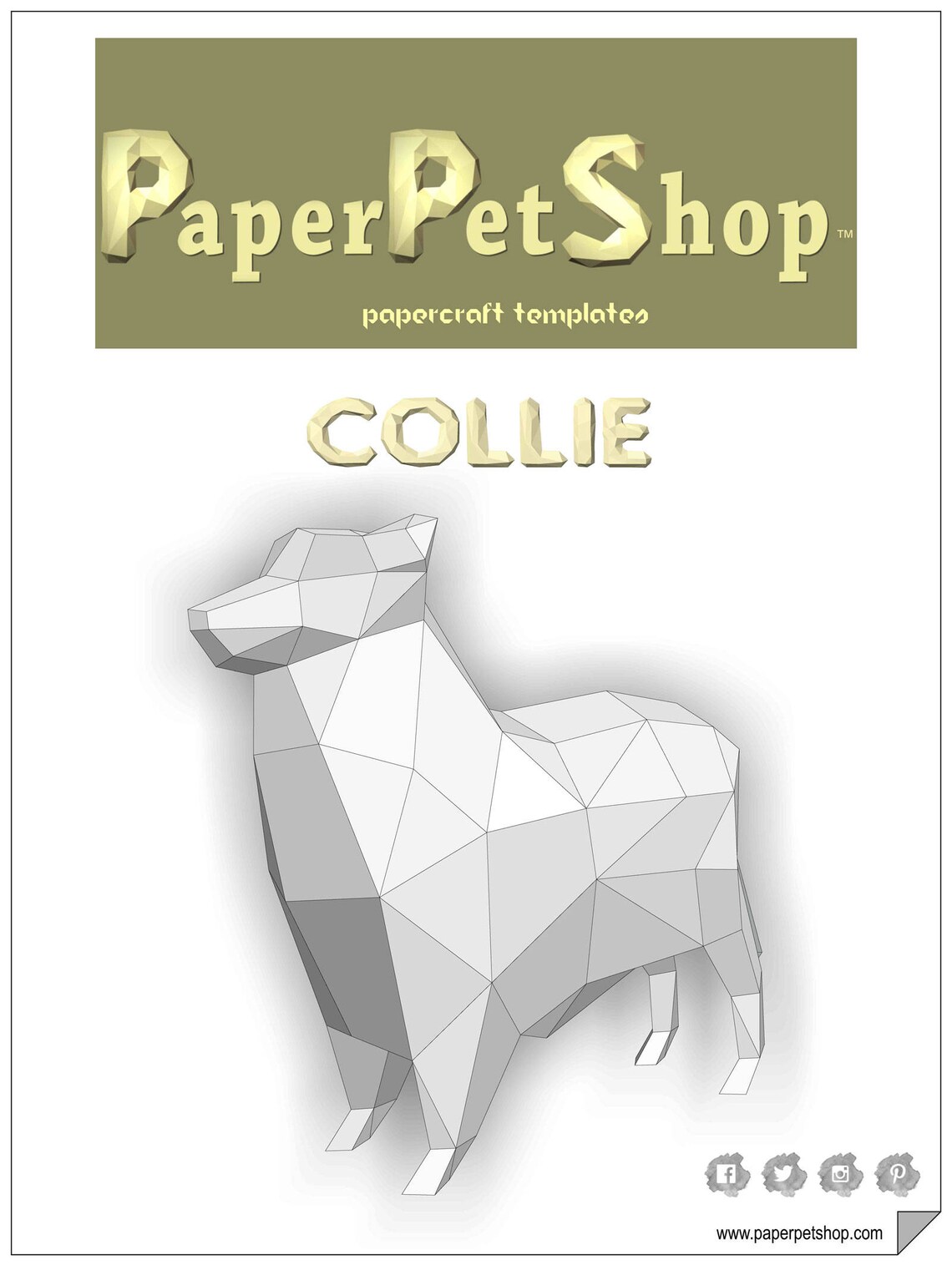 Collie Papercraft Template Instant Download 2018 Year of the - Etsy