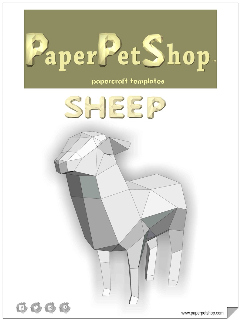 Papercraft Sheep 3d Template DIY Lowpoly Paper Farm Pet | Etsy