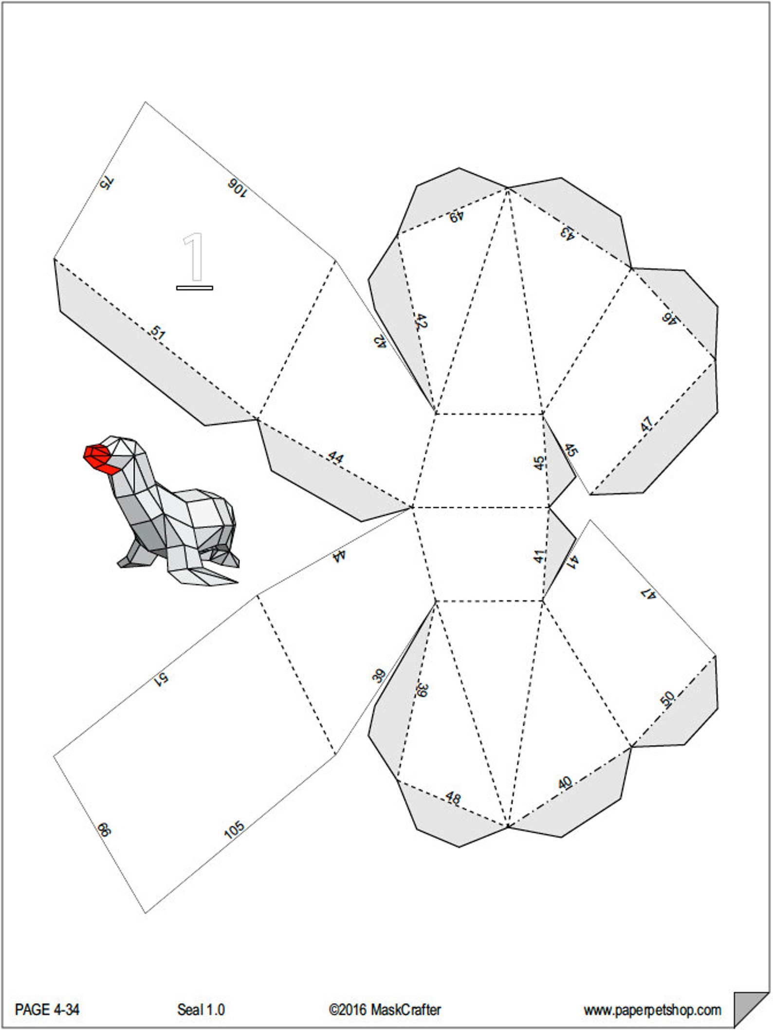 Seal, 3d Paper Pet Template, DIY Lowpoly, Paper Pet Seal - Etsy