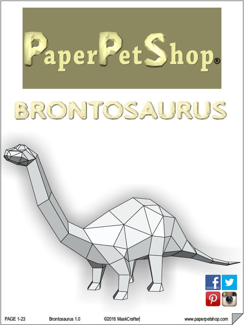 Brontosaurus Dino Papercraft Template DIY Paper Pet Bronto - Etsy Ireland