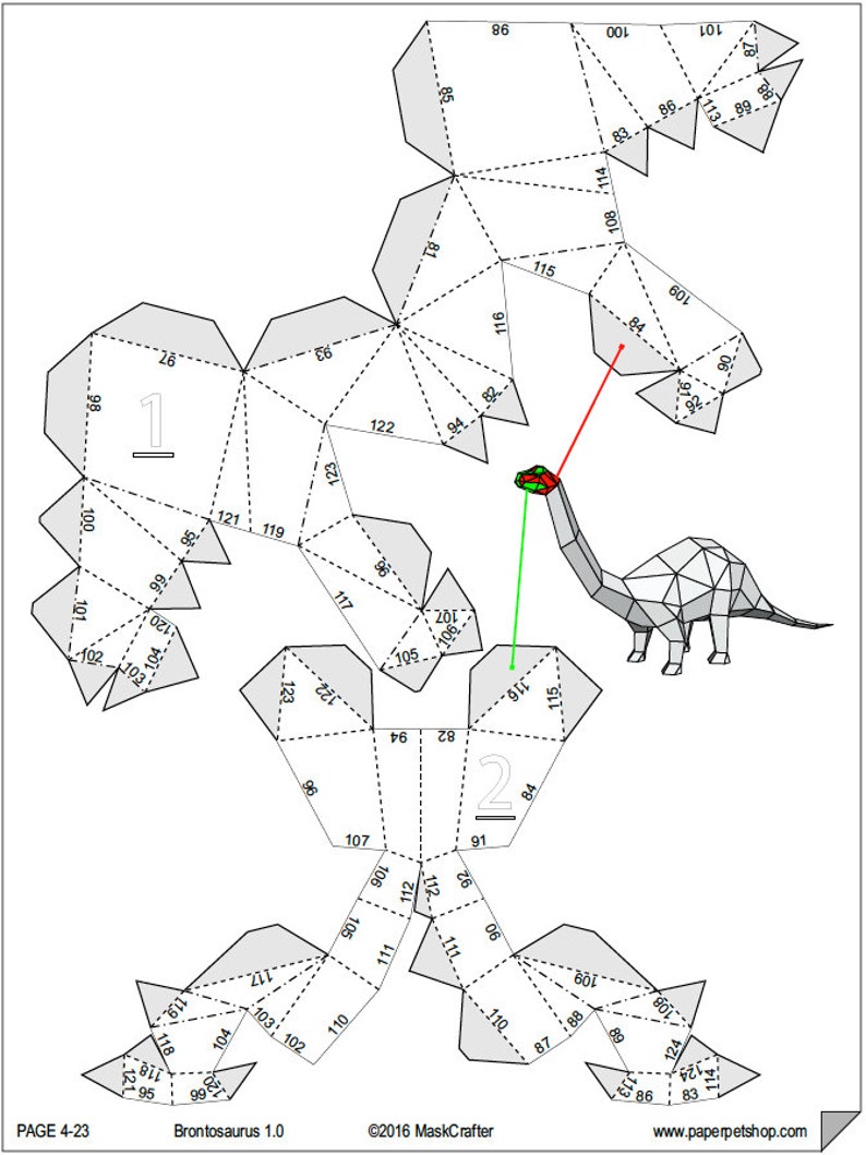 Brontosaurus Dino Papercraft Template DIY Paper Pet Bronto - Etsy Ireland