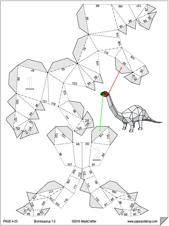Brontosaurus Dino Papercraft Template DIY Paper Pet Bronto - Etsy Ireland