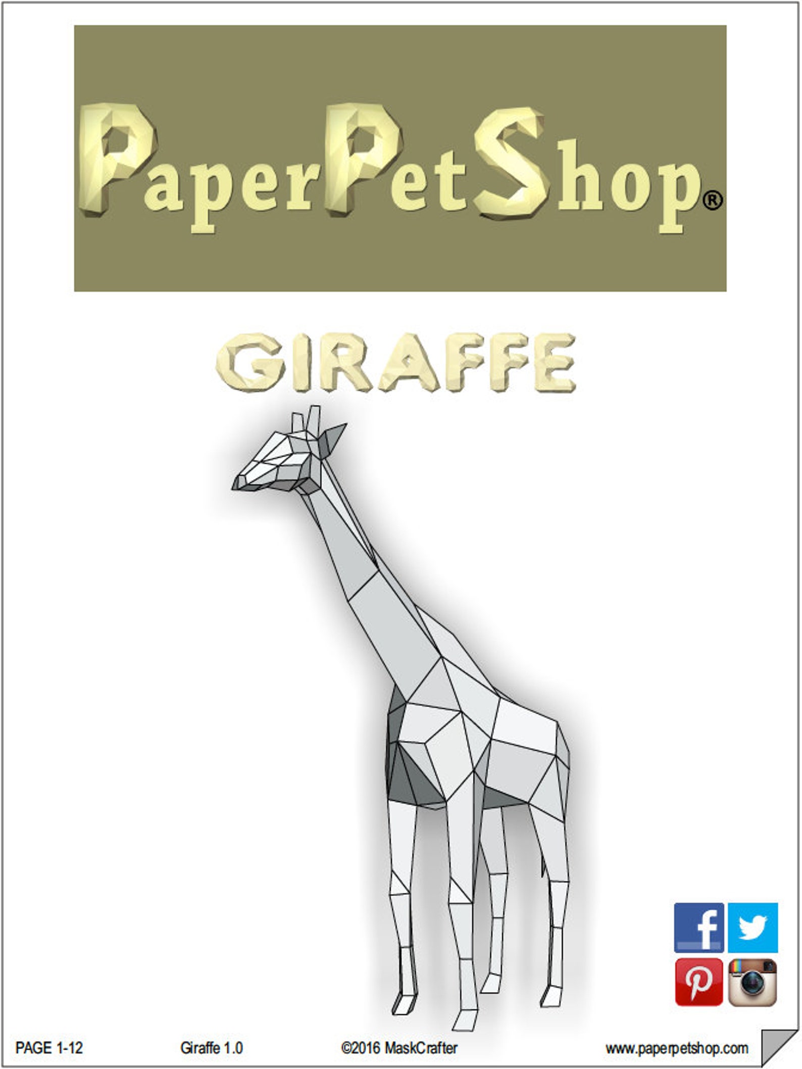 Giraffe , Printable Papercraft Template, Paper Model - Etsy