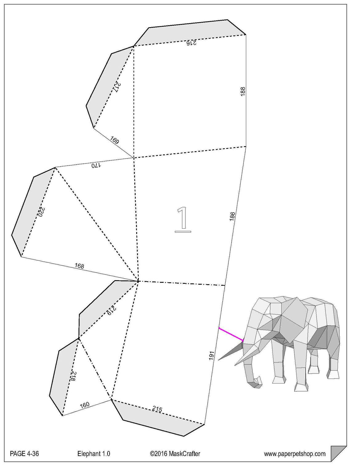 3d Papercraft Elephant | Etsy