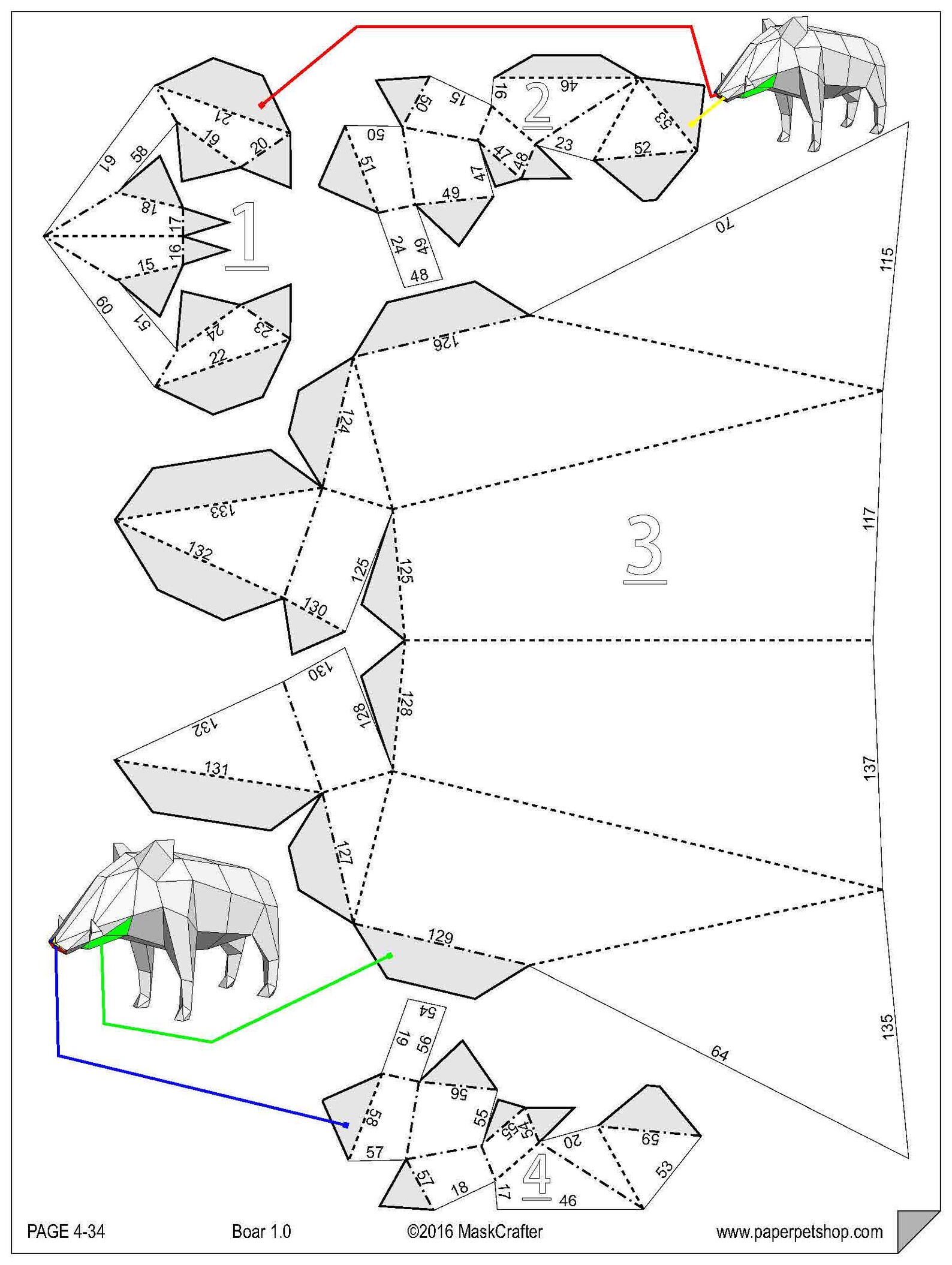 Boar Papercraft Template Instant Download | Etsy