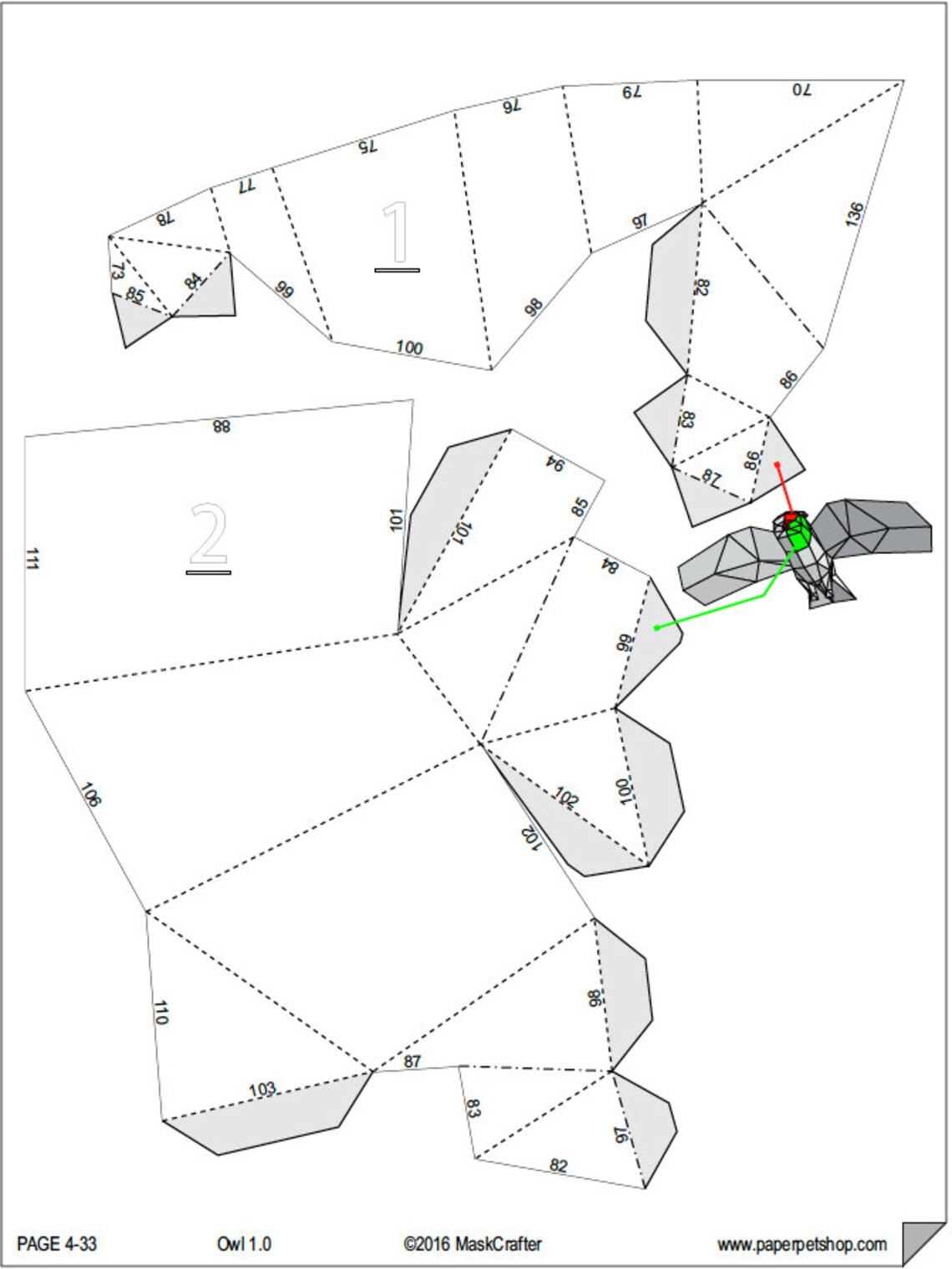 Owl Papercraft Template DIY Origami Paper Forest Pet - Etsy UK