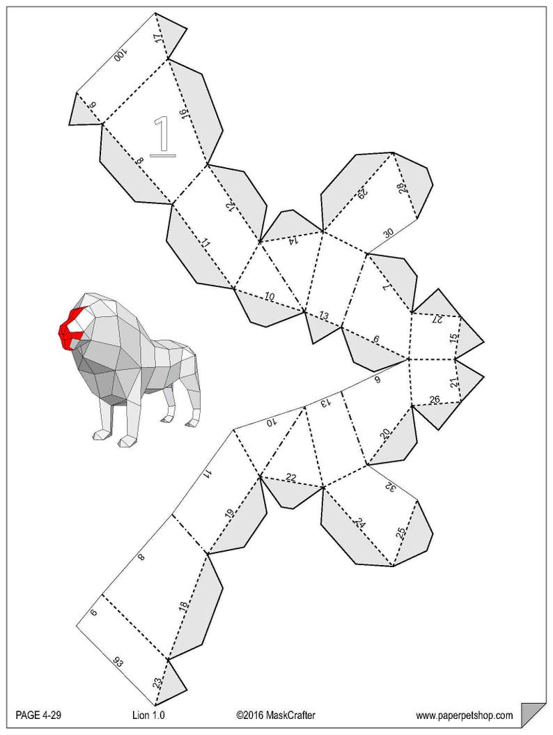 Papercraft Lion Template - Etsy