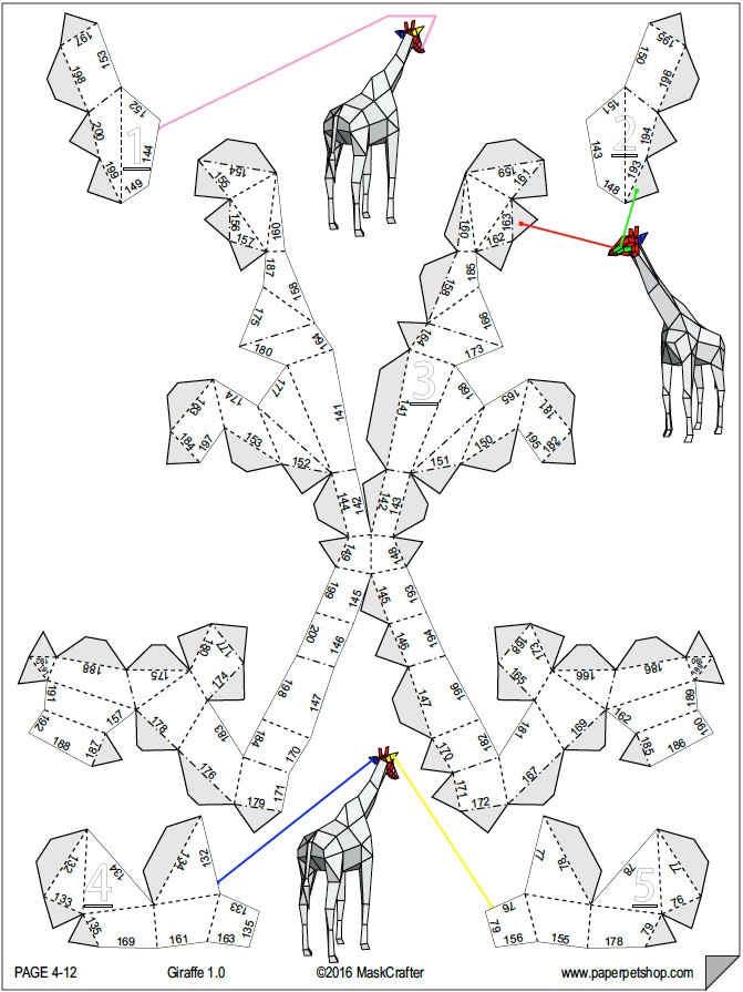 Giraffe Printable Papercraft Template Paper Model - Etsy UK
