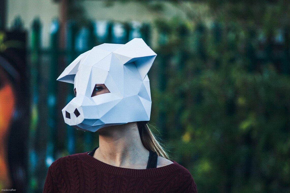 Paper Pig Mask Papercraft Template Party Mask DIY Instant | Etsy Canada