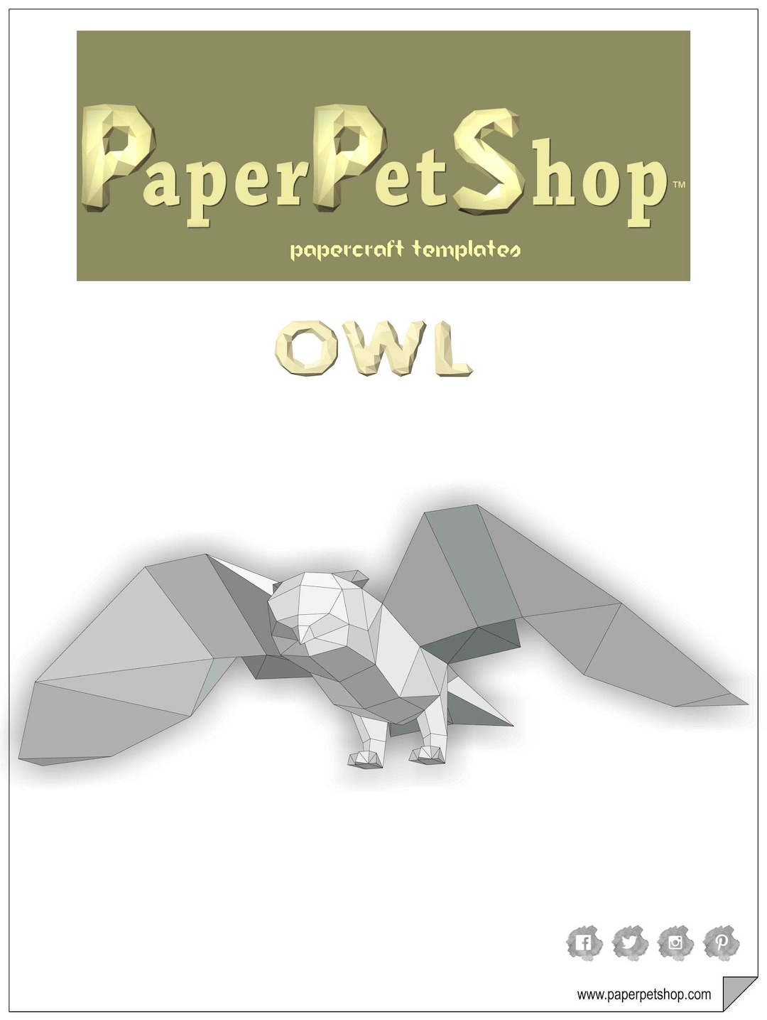Owl Flying and Feet Down, Papercraft Template, DIY Origami Paper Forest ...
