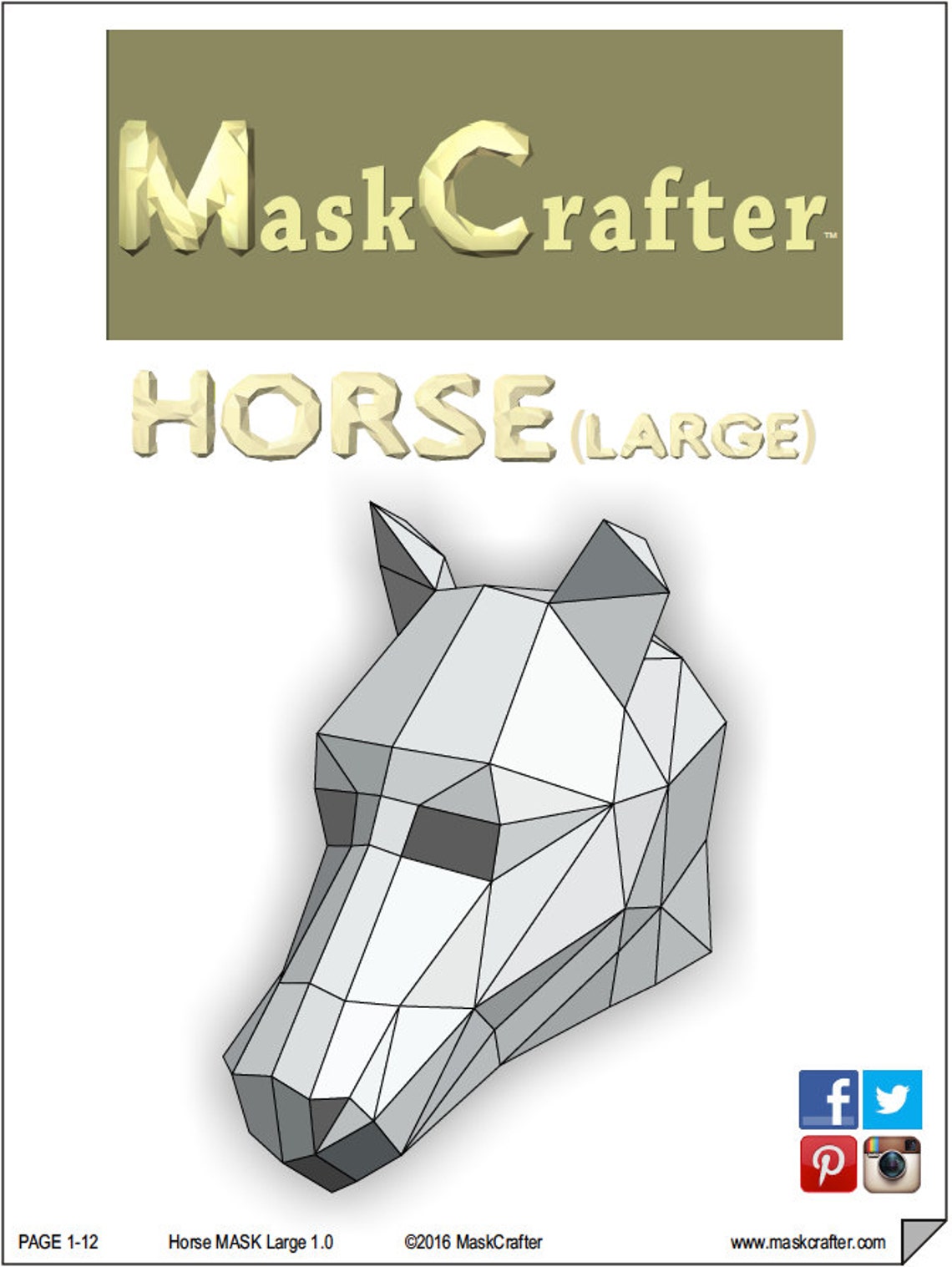 Paper Halloween Horse Mask Papercraft Template Printable - Etsy
