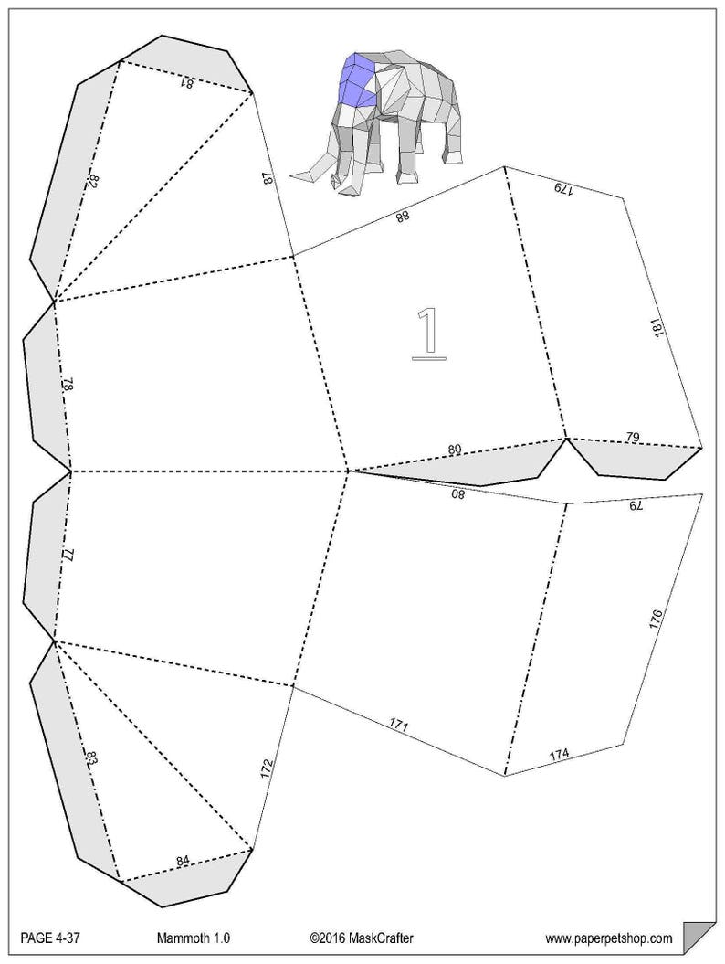 Papercraft Mammoth Template - Etsy