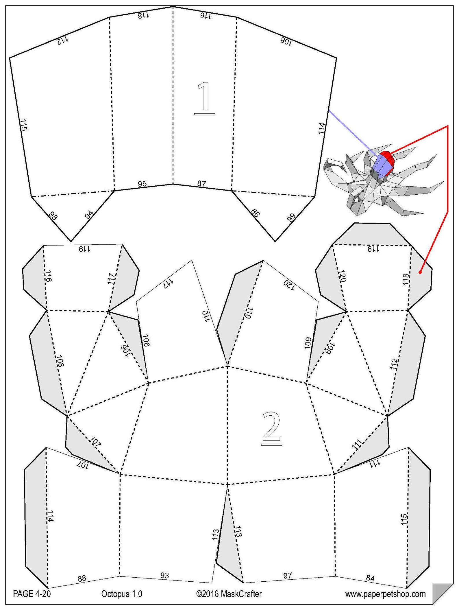 Papercraft Octopus. Printable Pdf Template - Etsy