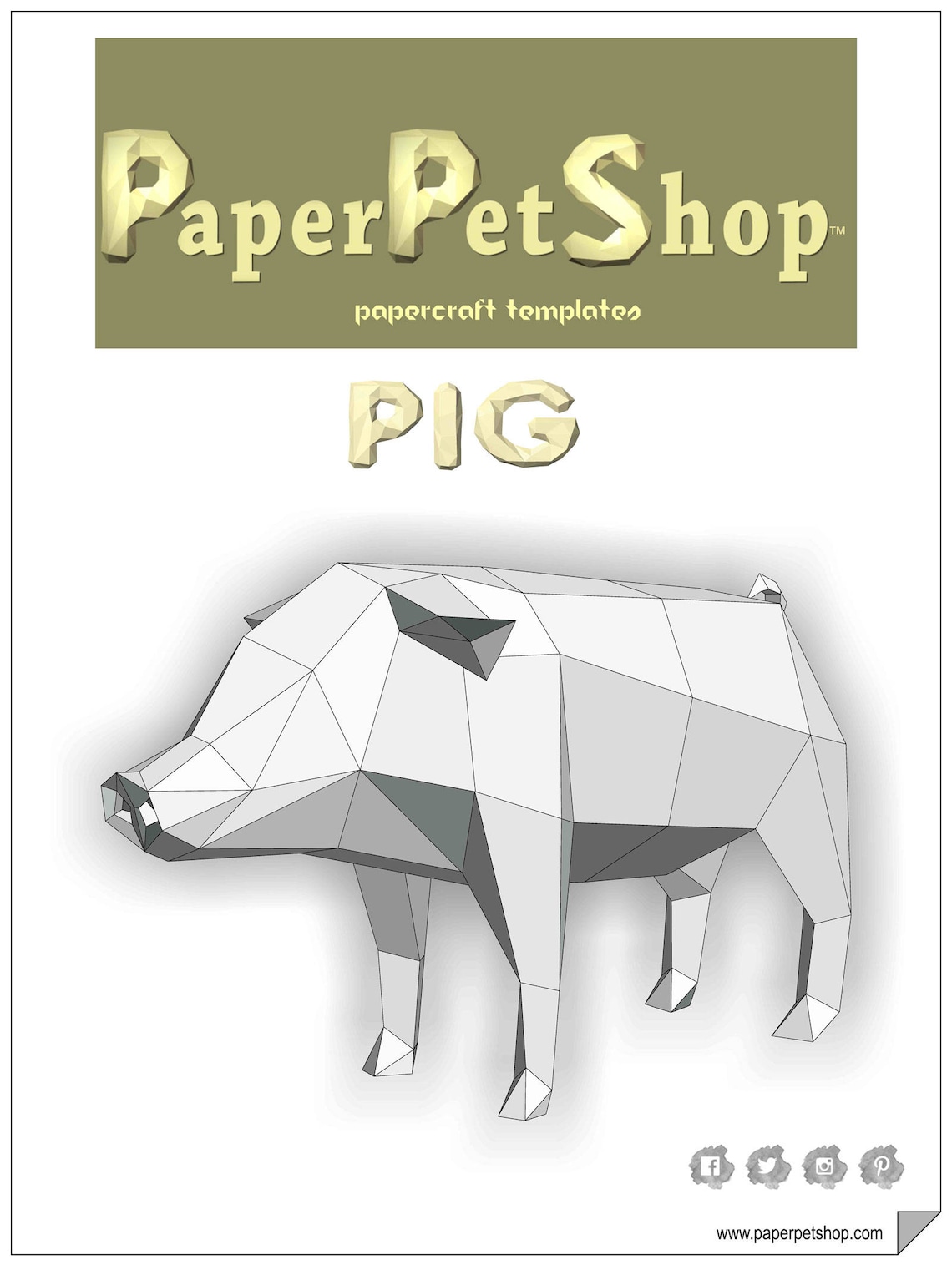 Pig Papercraft Template Instant Download - Etsy Canada