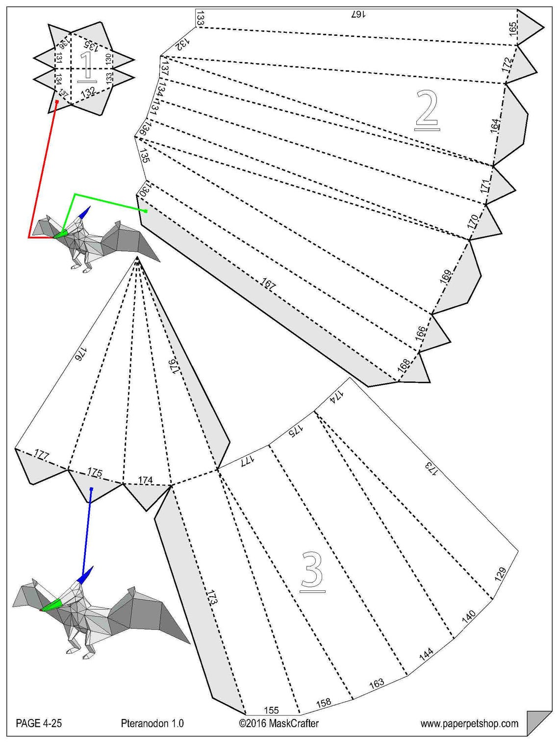 Standing Pteranodon 3d Papercraft Dinosaur Template. - Etsy