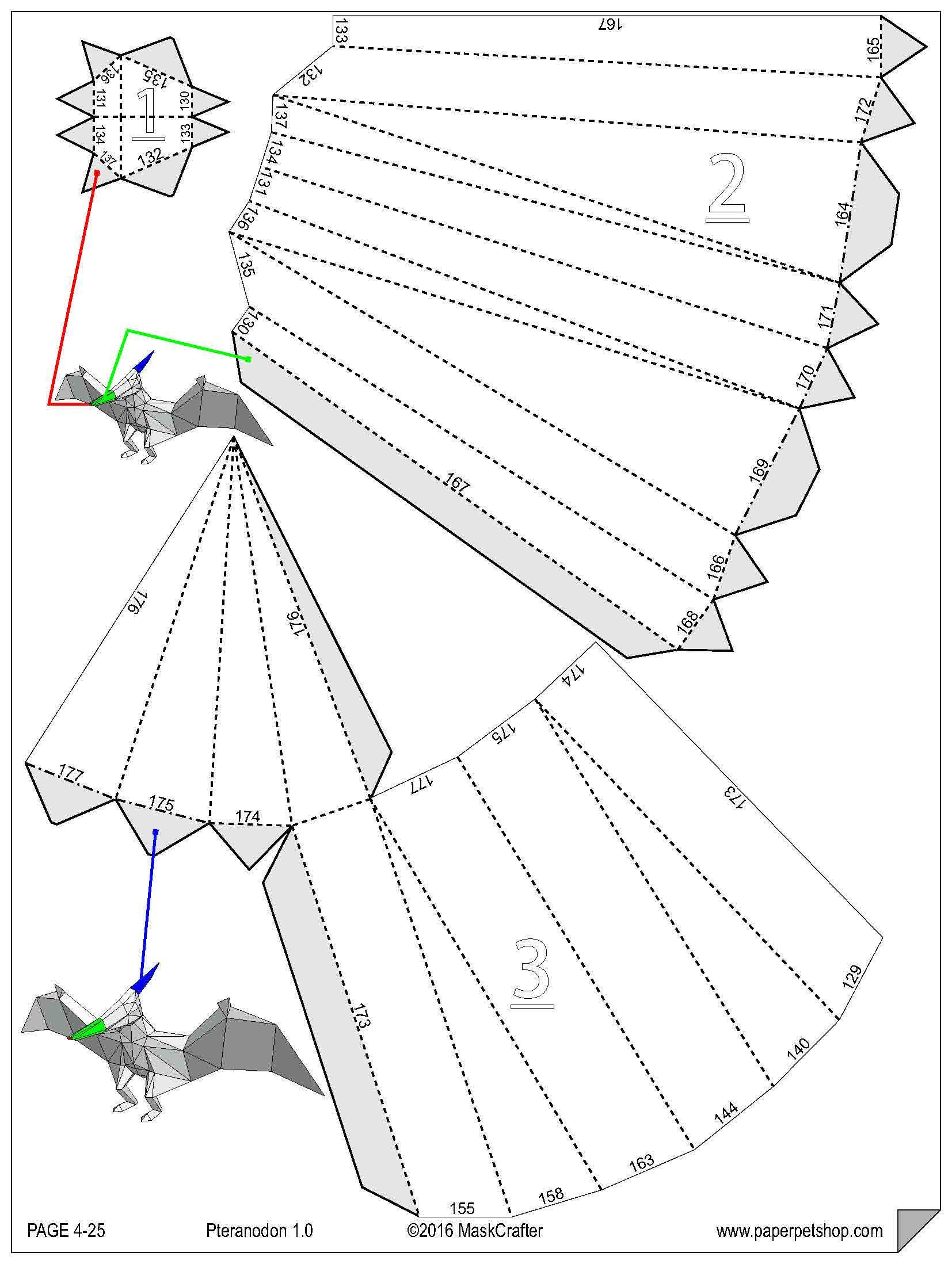 Standing Pteranodon 3d Papercraft Dinosaur Template. - Etsy Ireland