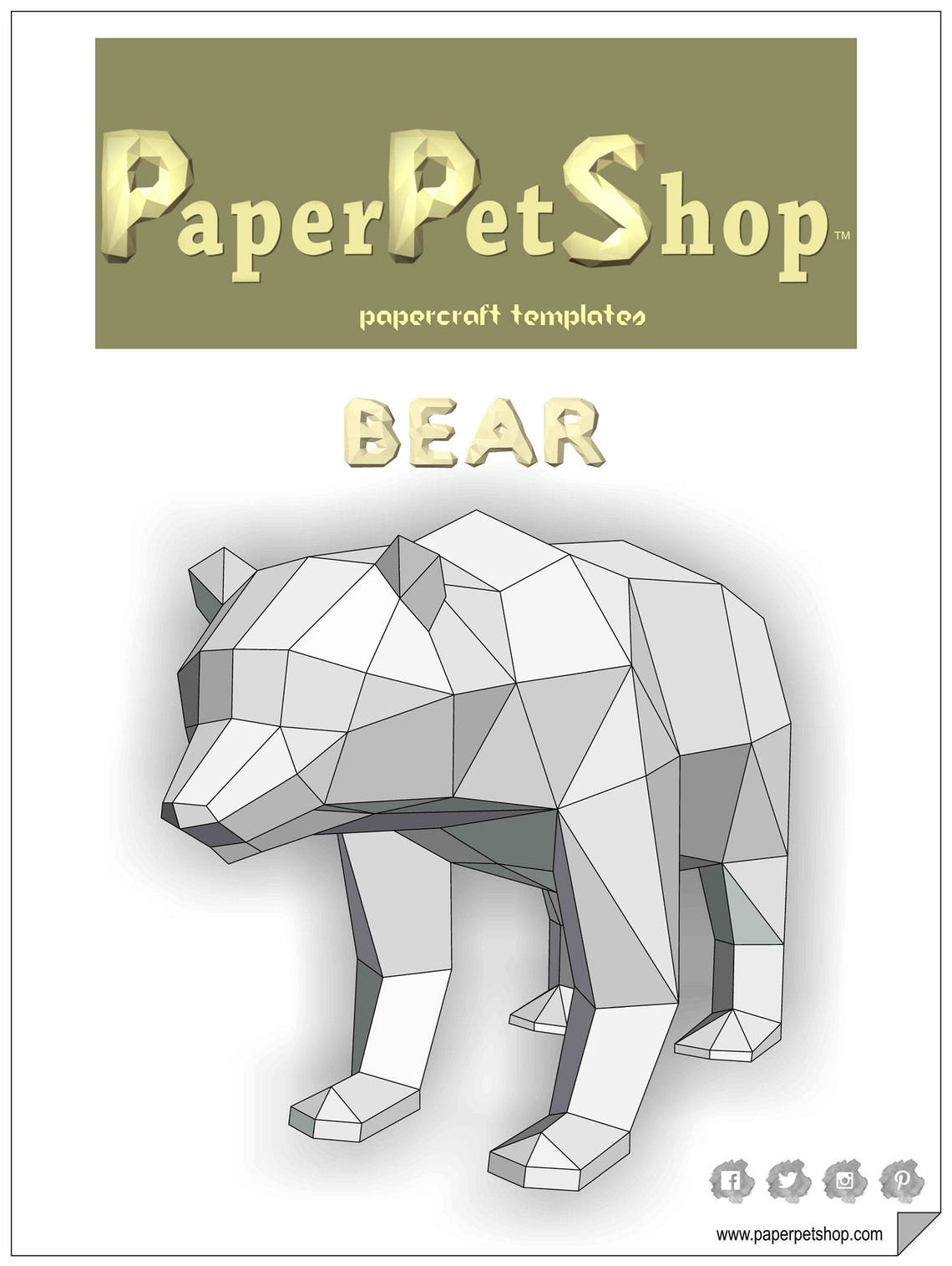 Bear Papercraft Template Instant Download - Etsy Ireland