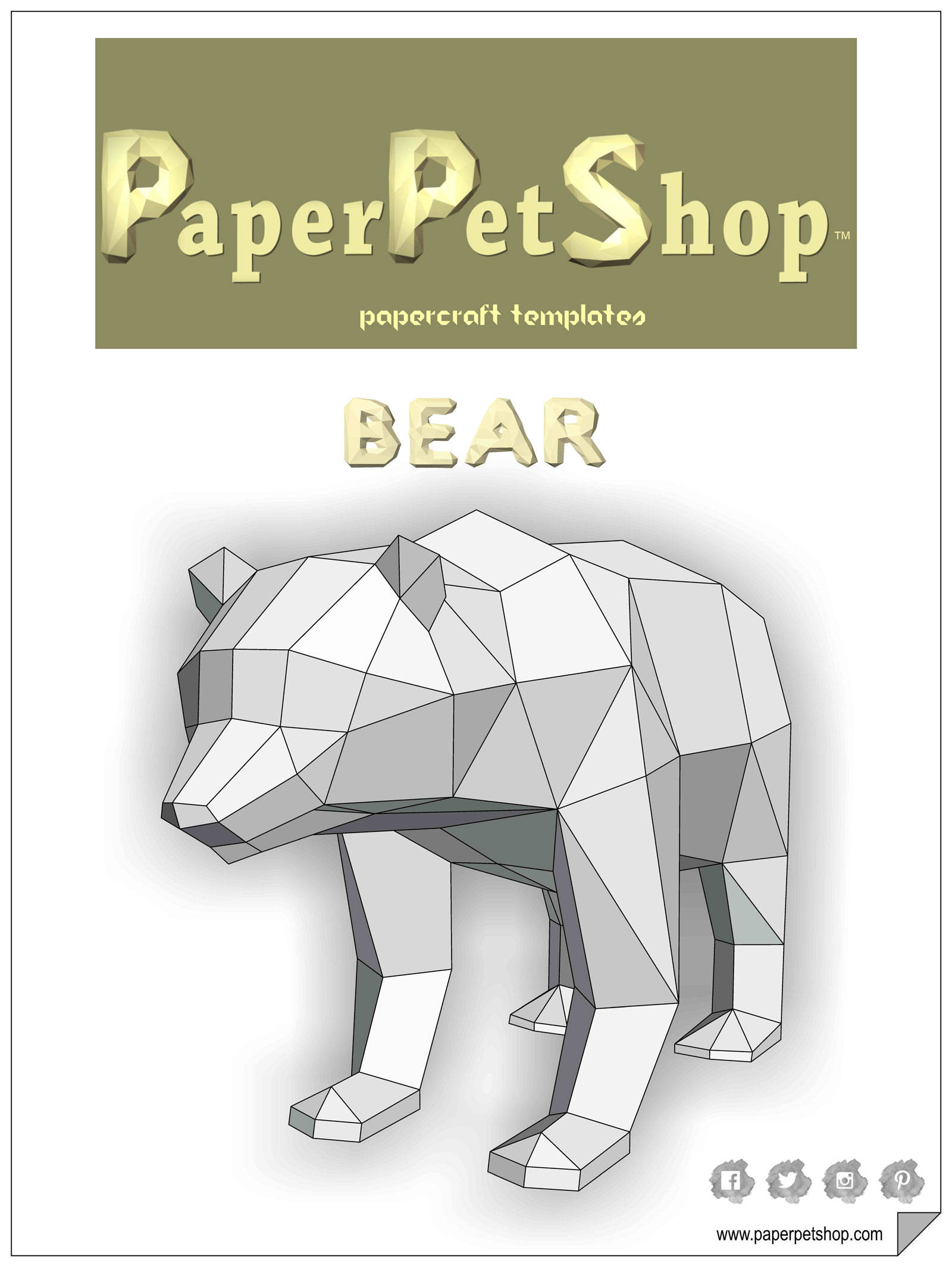 Bear Papercraft Template Instant Download - Etsy Ireland