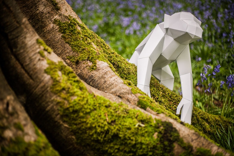 Chimpanzee / Chimp 3d Papercraft Template DIY Low Poly | Etsy