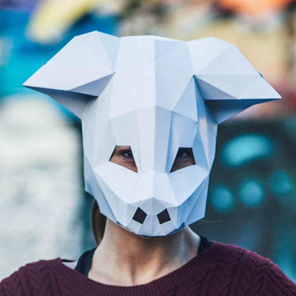 Paper Pig Mask Papercraft Template Party Mask DIY Instant | Etsy Canada