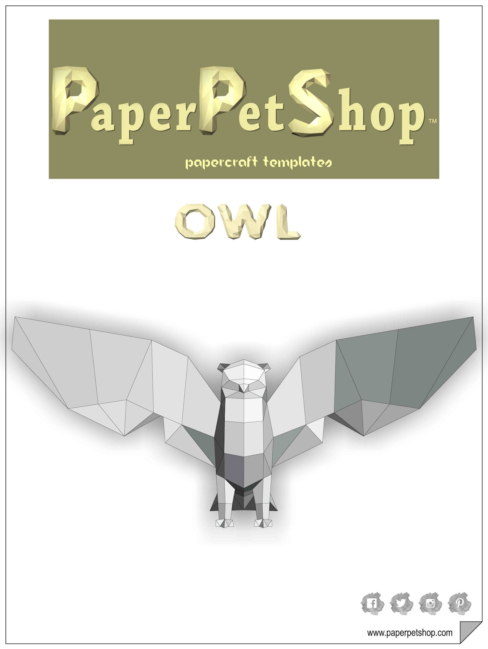 Standing Owl Papercraft Template DIY Origami Paper Forest - Etsy