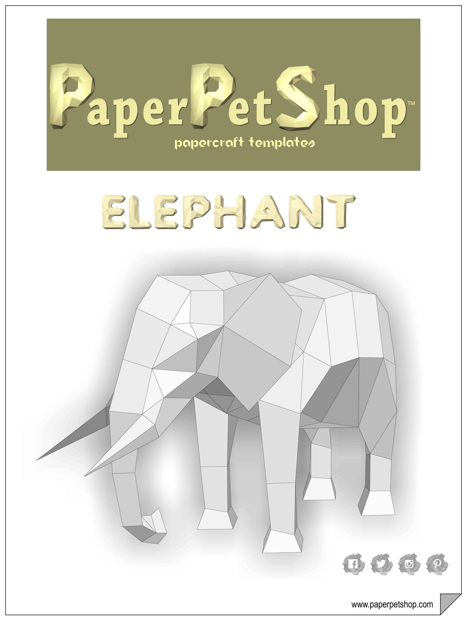 3d Papercraft Elephant - Etsy