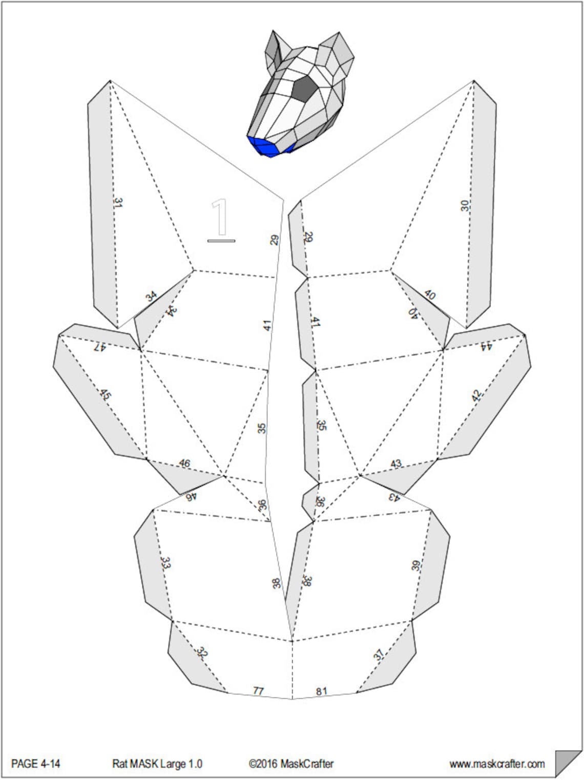 Papercraft Rat Mask Papercraft Template Printable Mask DIY - Etsy