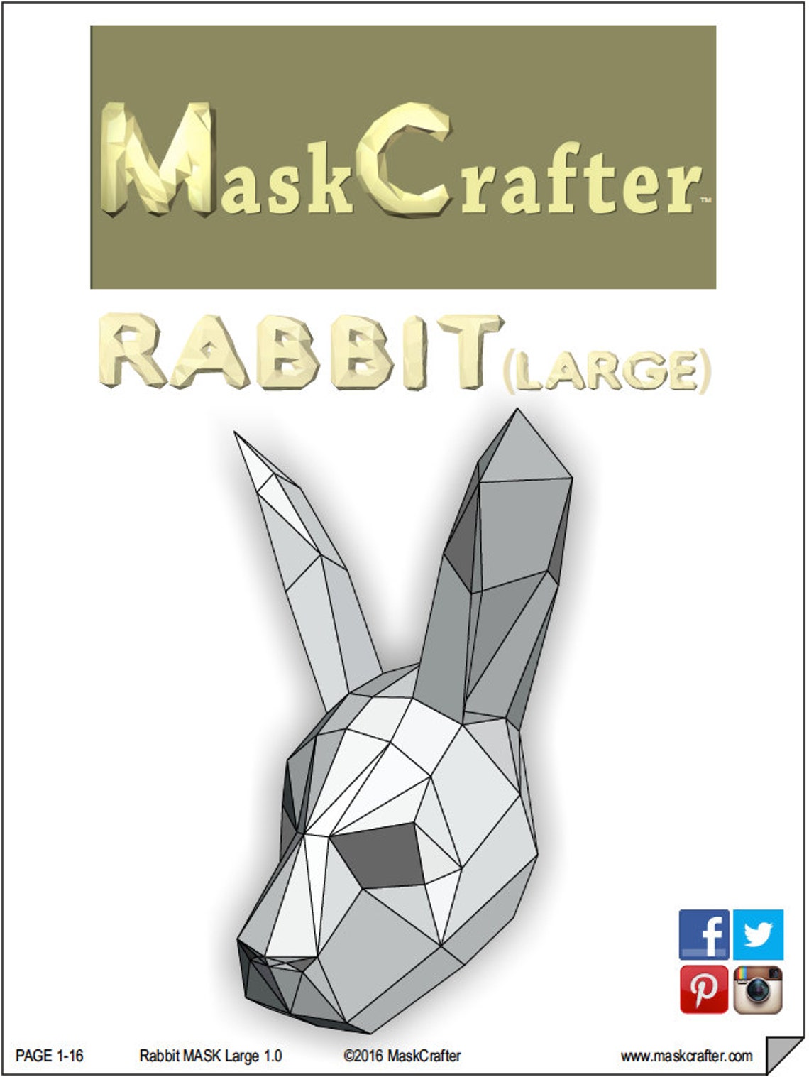 Paper Halloween Bunny Rabbit Mask Papercraft Template - Etsy Canada