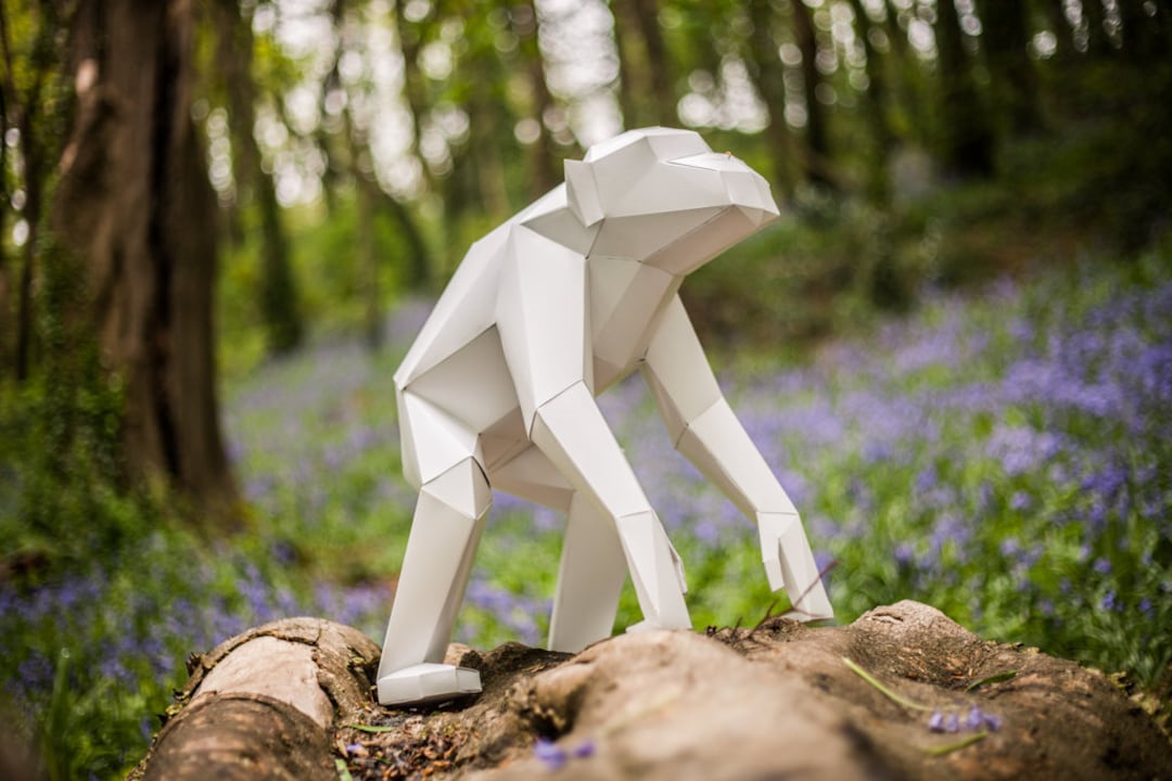 Chimpanzee / Chimp, 3d Papercraft Template, DIY Low Poly Paper Forest ...