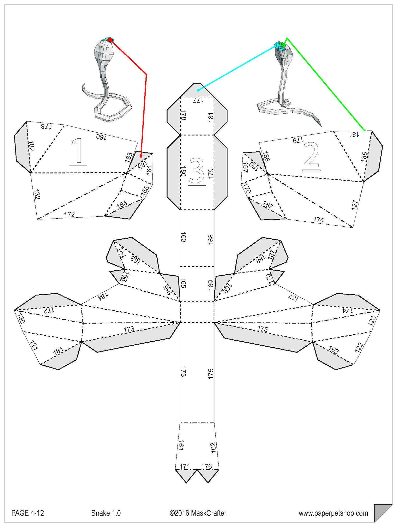 Papercraft Snake 3d Template DIY Lowpoly Pet | Etsy