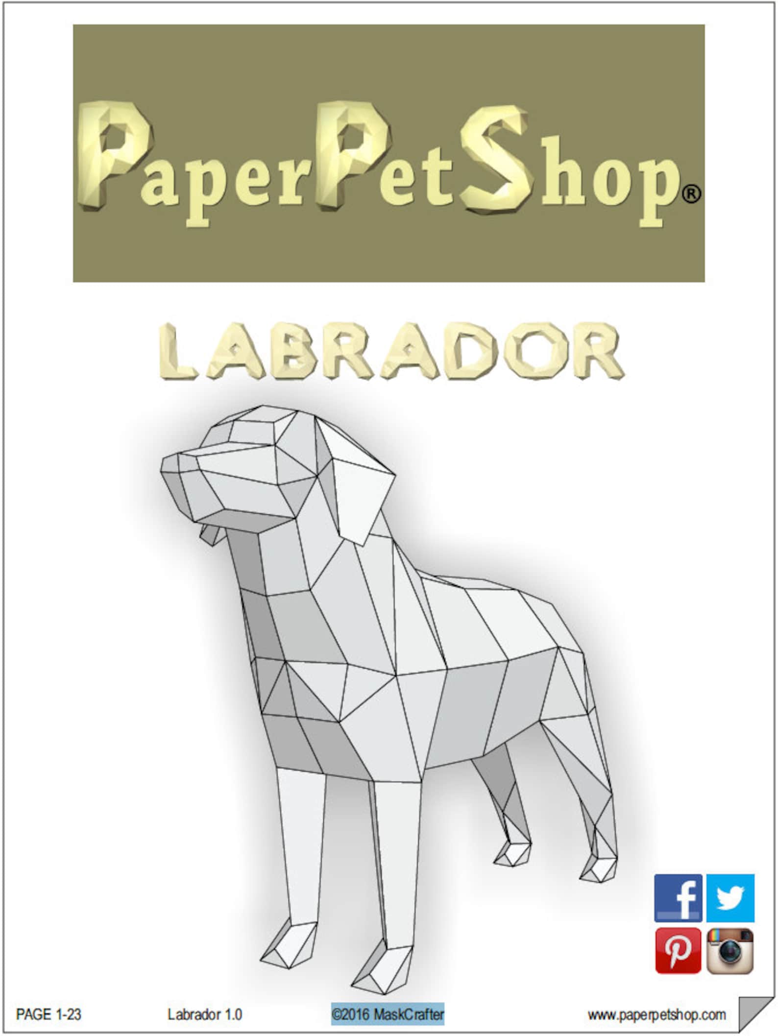 Labrador Dog, Printable Papercraft Template. "man's Best Friend ...