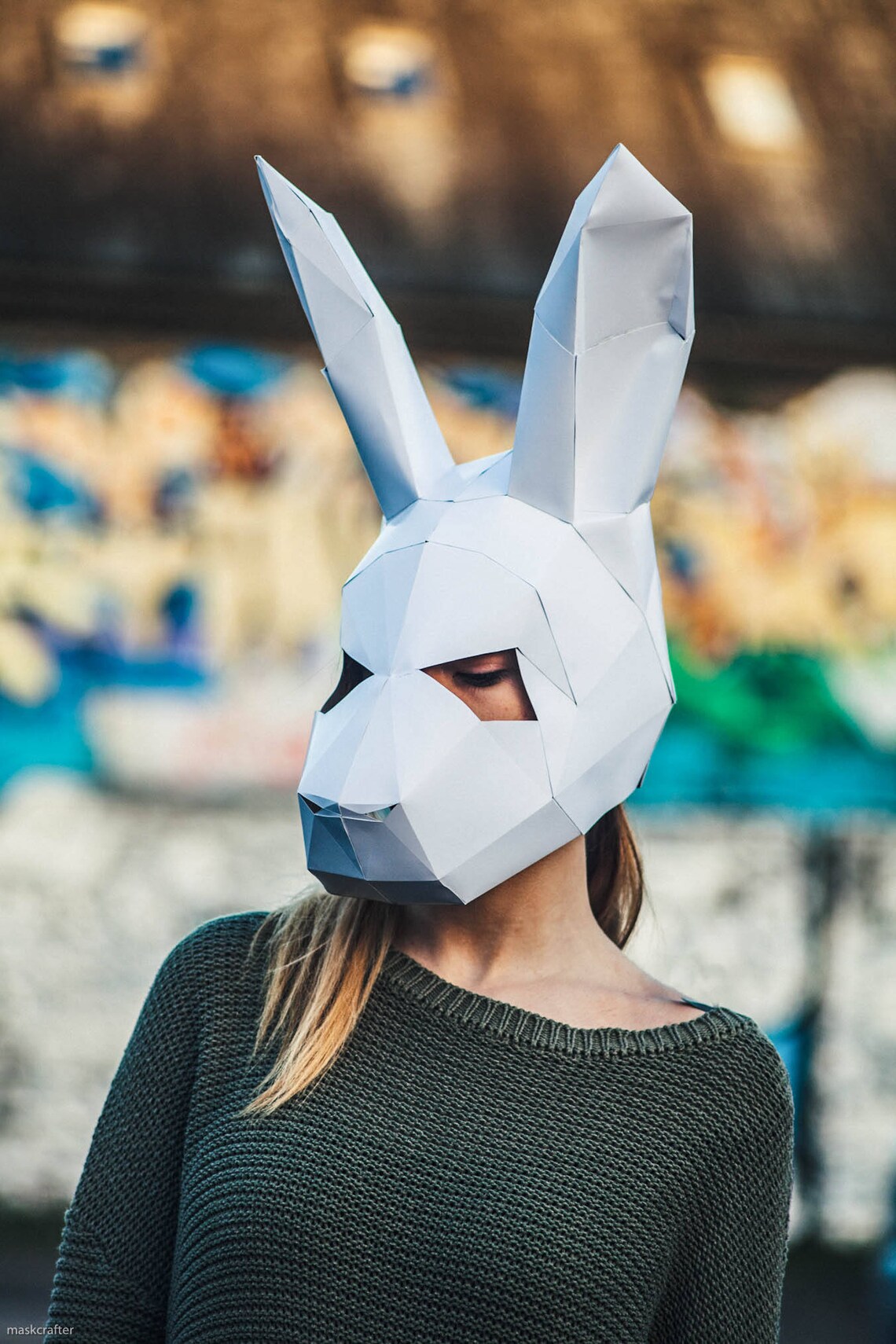 Paper Halloween Bunny Rabbit Mask Papercraft Template - Etsy Canada