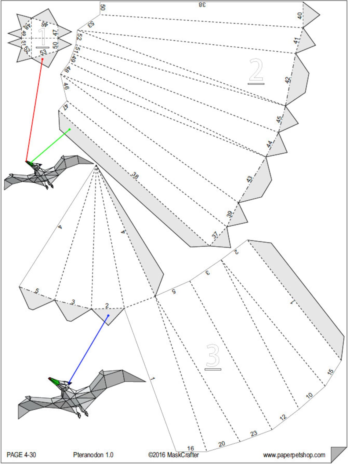 Pet Pteranodon 3d Papercraft Dinosaur Template. Printable - Etsy