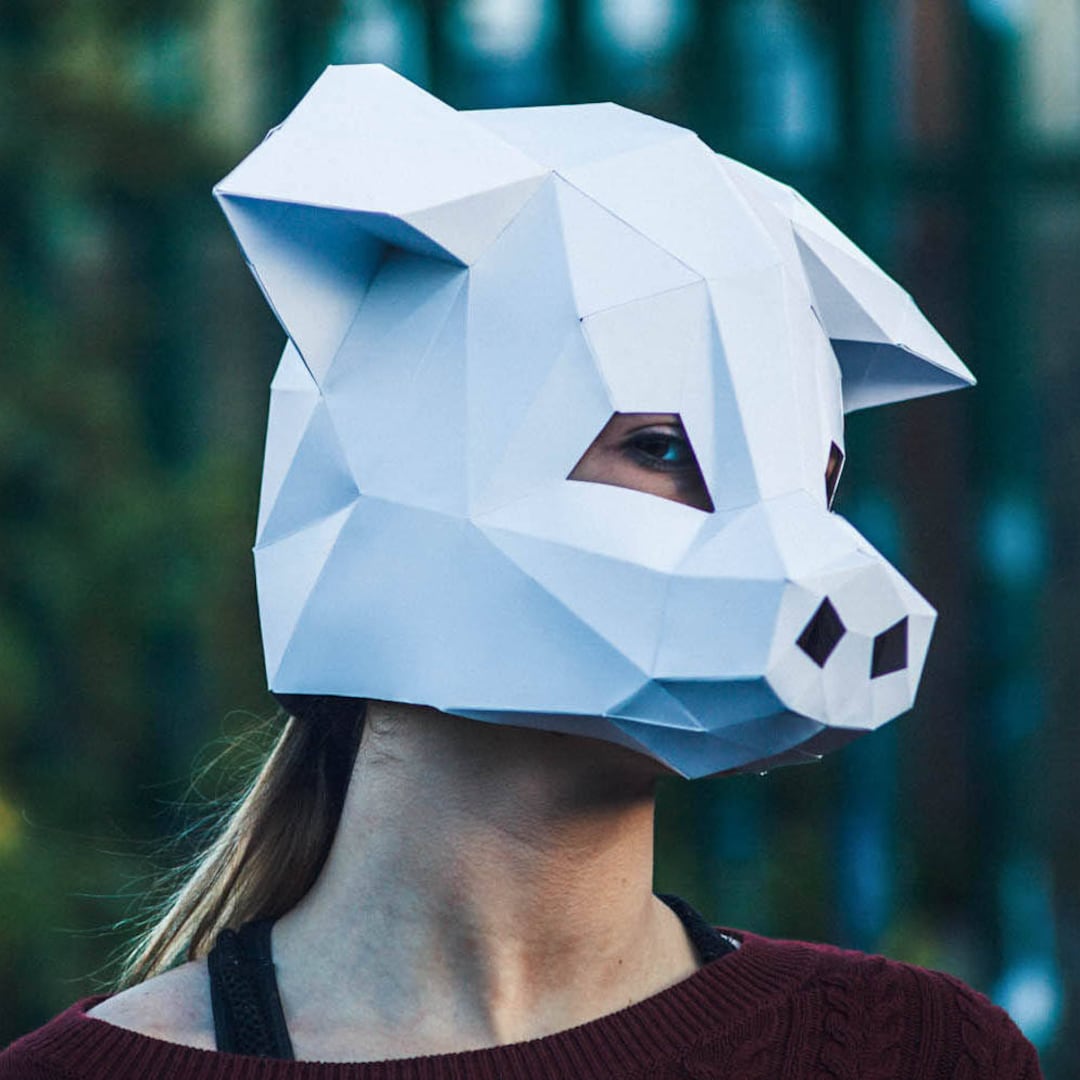 Paper Pig Mask, Papercraft Template, Party Mask, DIY Instant Download ...