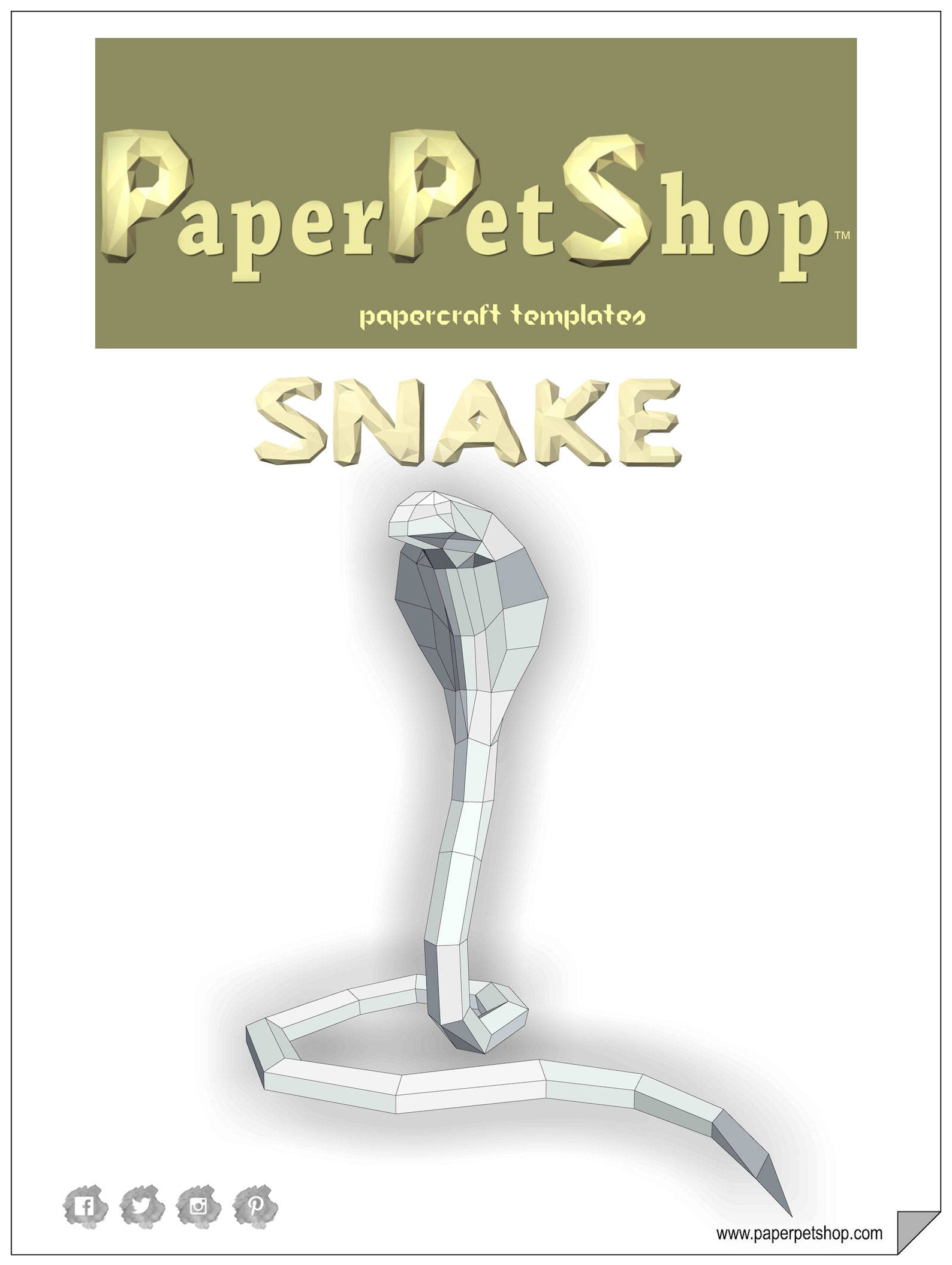 Papercraft Snake 3d Template DIY Lowpoly Pet - Etsy Canada