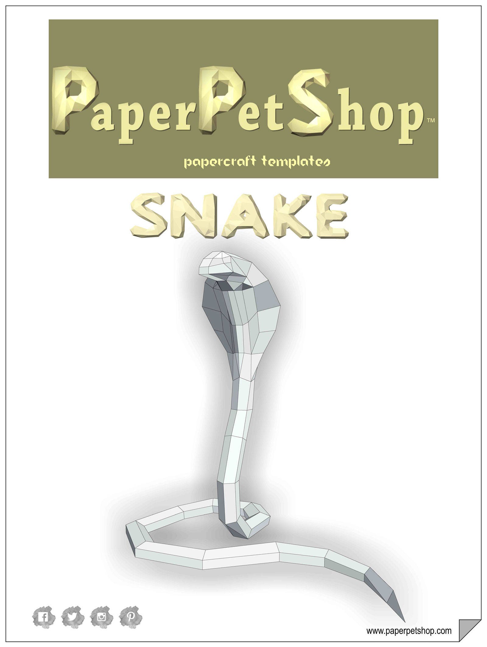 Papercraft Snake 3d Template DIY Lowpoly Pet - Etsy UK