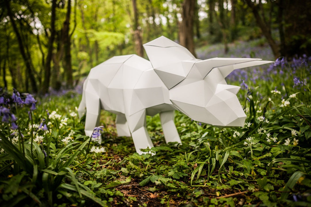 Triceratops, Printable Papercraft Template, DIY Lowpoly Paper Pet ...