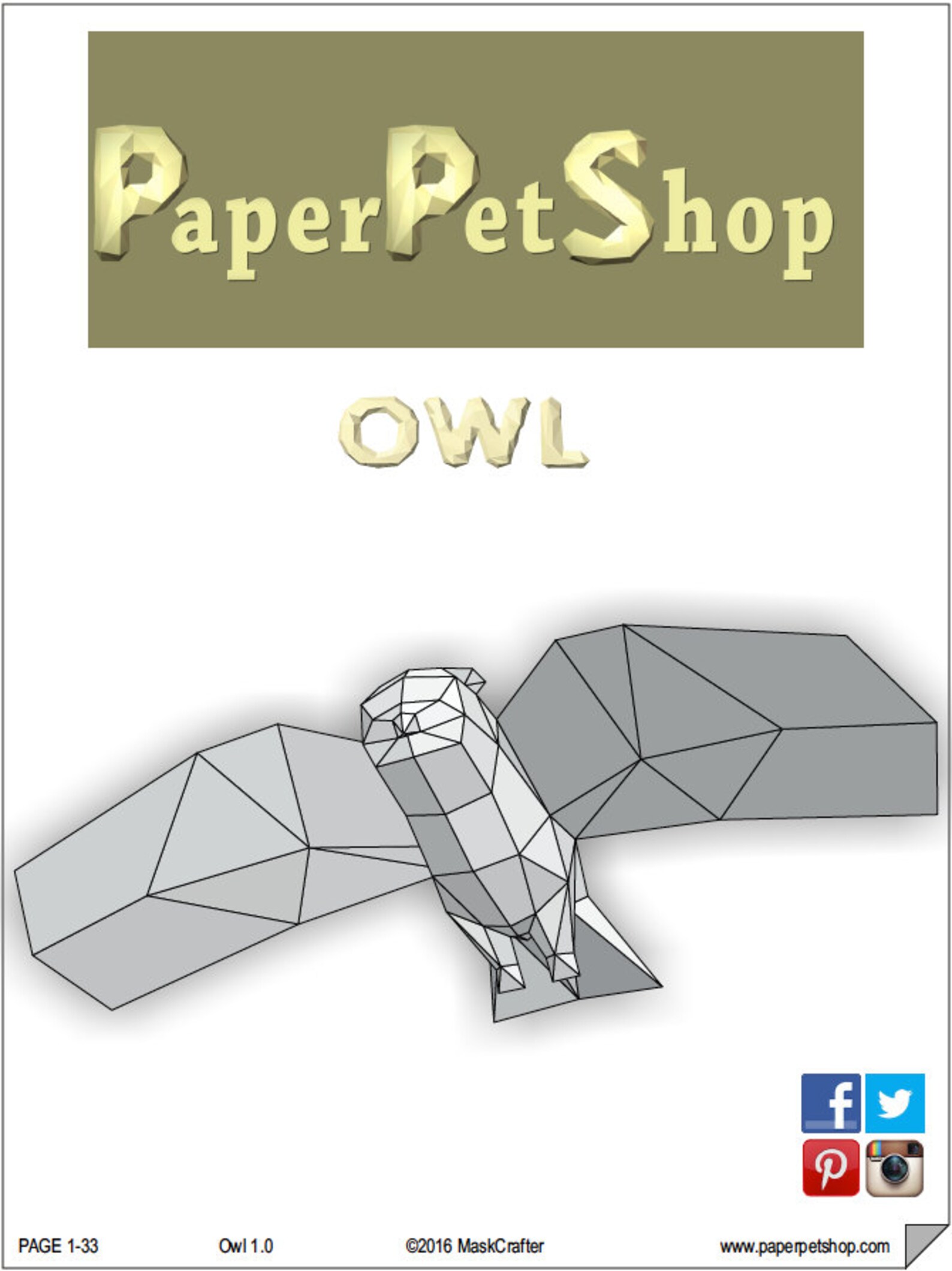 Owl Papercraft Template DIY Origami Paper Forest Pet - Etsy UK