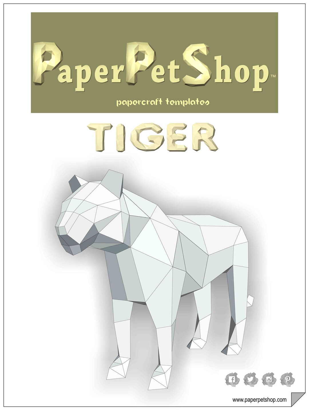 Tiger Papercraft Template - Etsy