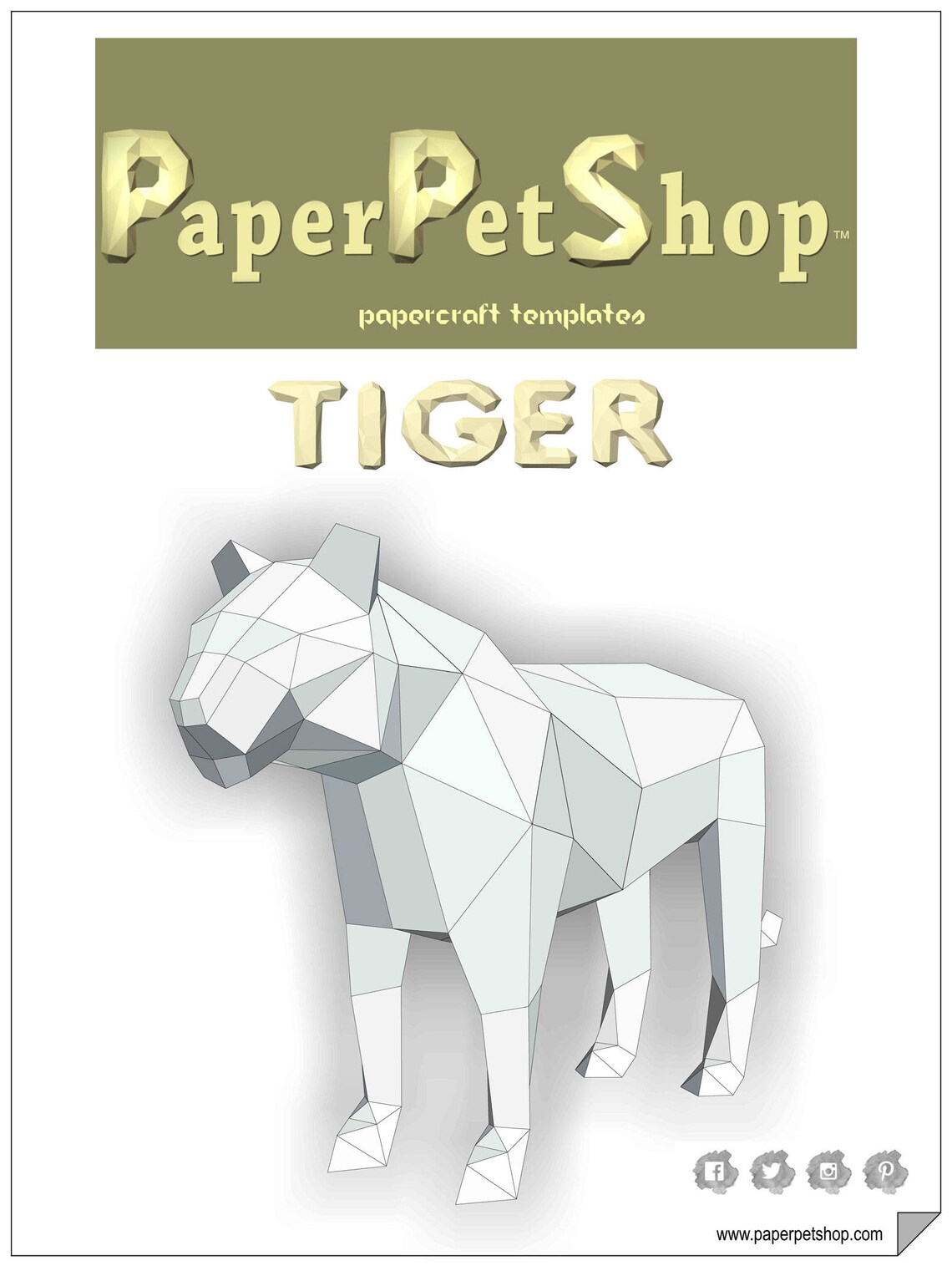 Tiger Papercraft Template - Etsy