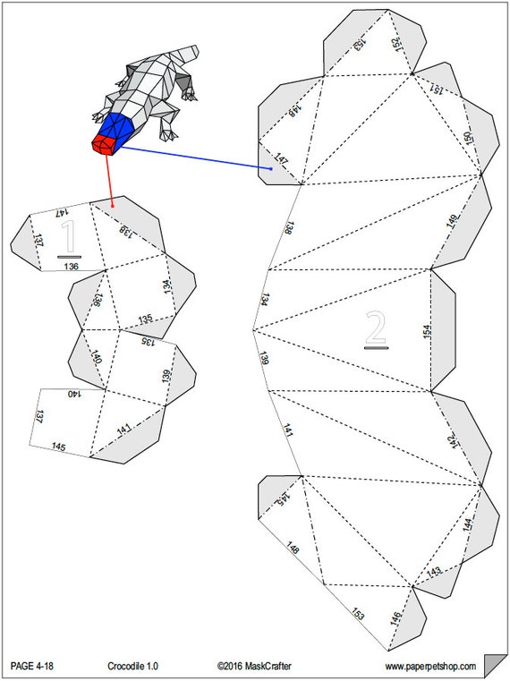 Paper Crocodile Printable Papercraft Template Instant | Etsy