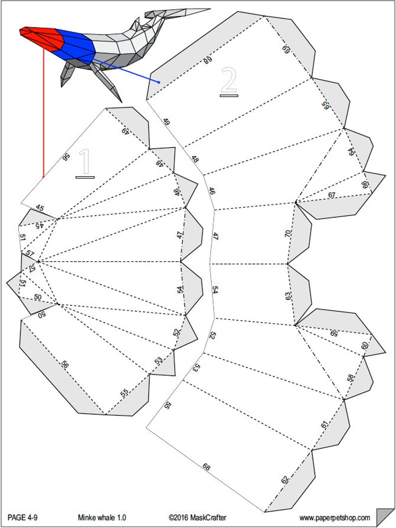 Papercraft Whale Sale. Printable Pdf Template Sale - Etsy