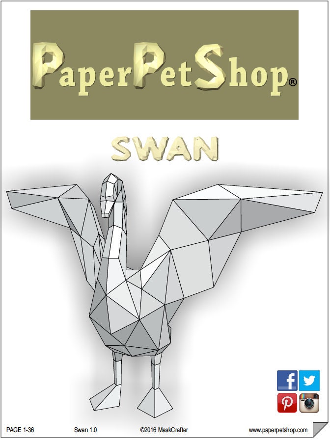 Papercraft Swan Template, Instant Digital Download, Wedding Decoration ...