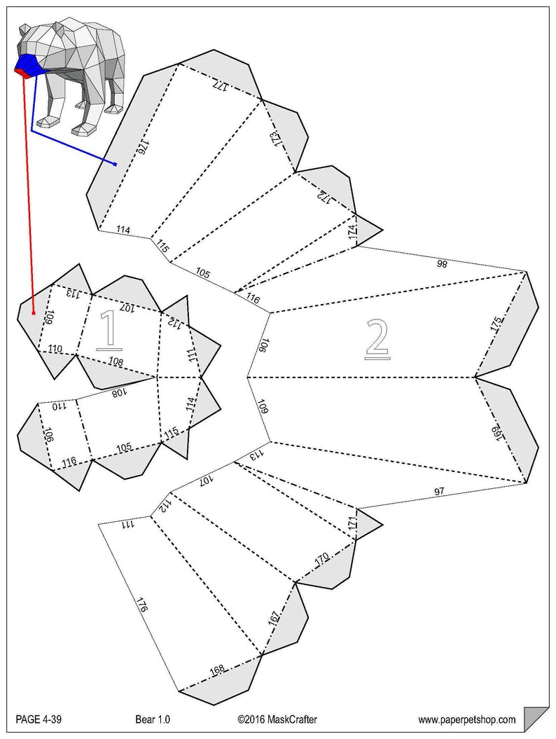 Bear Papercraft Template Instant Download - Etsy Ireland