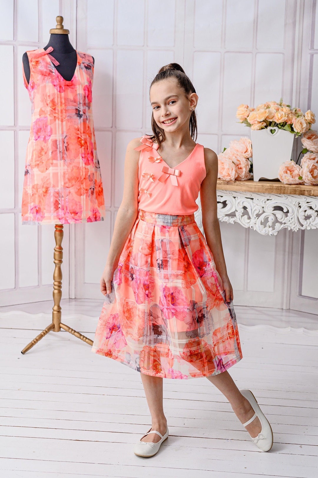 Neon Orange Top Girls Summer Top Girls Barbie Outfit Girls Orange Top ...